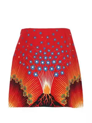 Valentino Garavani Volcano-print A-line Mini Skirt