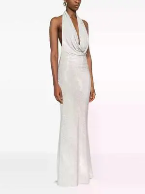 TWENTY FOURHAITCH Kuta Embellished Halterneck Maxi Dress