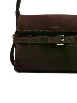 Moschino Buckle Suede Cross Body Bag - Brown