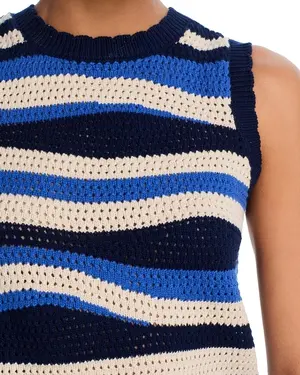 Aqua Wavy Crochet Tank