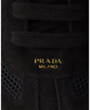 Prada Montecarlo Re-edition 2005 Suede And Mesh Lace-up Sneakers - Black