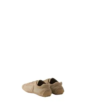 Prada Montecarlo Re-edition 2005 Suede And Mesh Lace-up Sneakers - Neutral