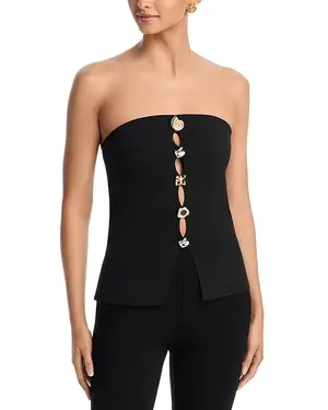 Aqua Strapless Knit Top - Black