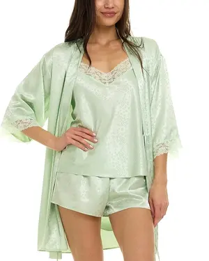Flora Nikrooz Sabrina Cami, Shorts & Robe Travel Set Mint