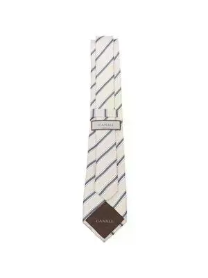 Canali Striped Neck Tie - Neutrals