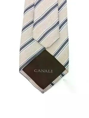 Canali Striped Neck Tie - Neutrals