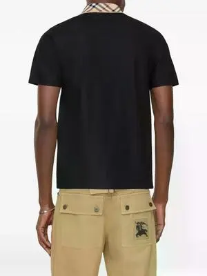 Burberry Check-collar Cotton Polo Shirt - Black