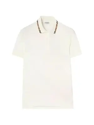 Burberry Check-trim Cotton Polo Shirt - White