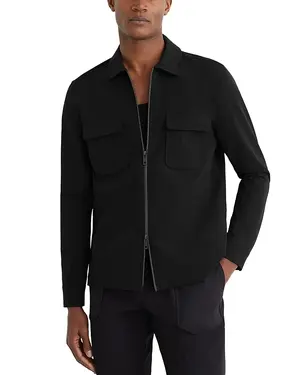 REISS Technical Zip Overshirt - Black