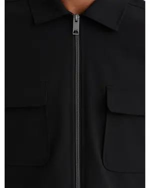 REISS Technical Zip Overshirt - Black