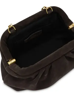 REISS Mia Suede Clutch - Chocolate