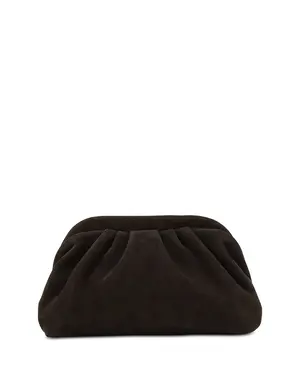 REISS Mia Suede Clutch - Chocolate