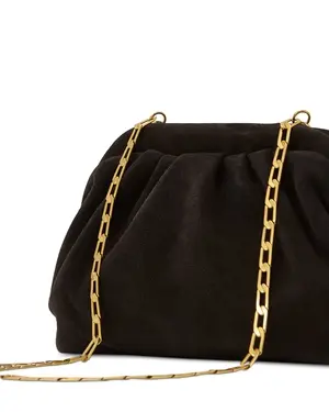 REISS Mia Suede Clutch - Chocolate