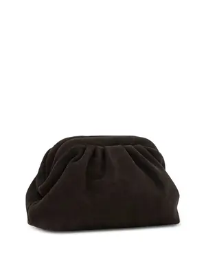 REISS Mia Suede Clutch - Chocolate