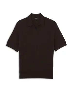 REISS Open Collar Polo Shirt - Chocolate