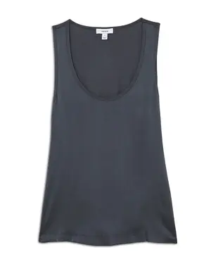 REISS Ruby Silk Front Cami - Navy