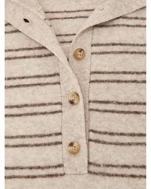 REISS Evana Striped Wool & Cashmere Collared Sweater