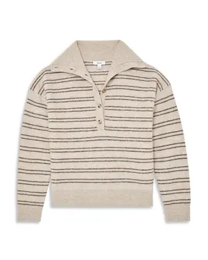 REISS Evana Striped Wool & Cashmere Collared Sweater