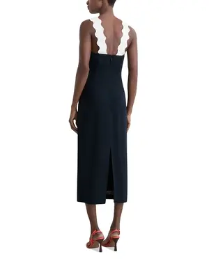 REISS Dillon Contrast Bodycon Midi Dress - Navy/ivory