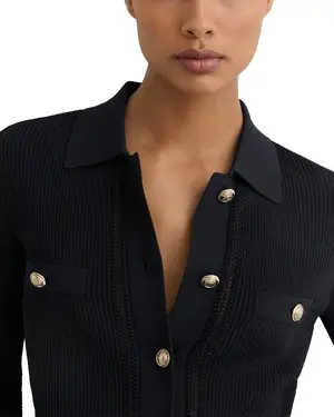 REISS Harri Stitched Top With Button Detail
