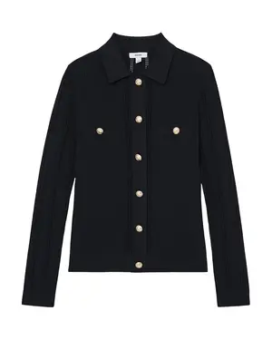 REISS Harri Stitched Top With Button Detail