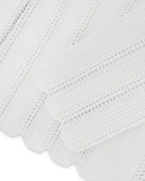 REISS V-neck Ribbed Knit Jumper With Scallop Edge - White
