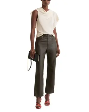 REISS Drape Neck Shell Top - Ivory