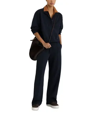 REISS Bella Sweatshirt With Stand Collar - Navy
