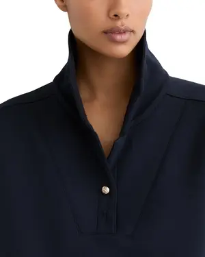 REISS Bella Sweatshirt With Stand Collar - Navy