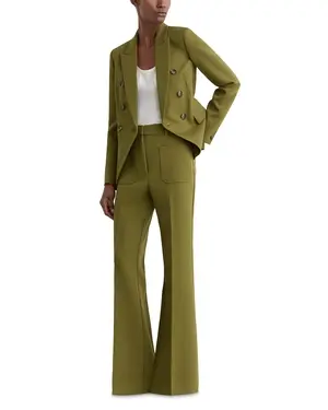 REISS Priya Flare Trousers - Chartreuse
