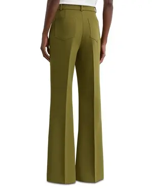 REISS Priya Flare Trousers - Chartreuse