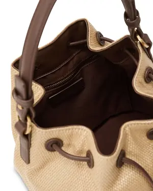 REISS Evie Woven Raffia Effect Leather Bucket Bag - No Color