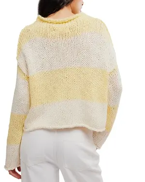 Free People Opal Knit Sweater - Lemon Combo