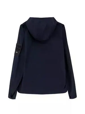 Stone Island Hooded Jacket With Logo Patch - Blue