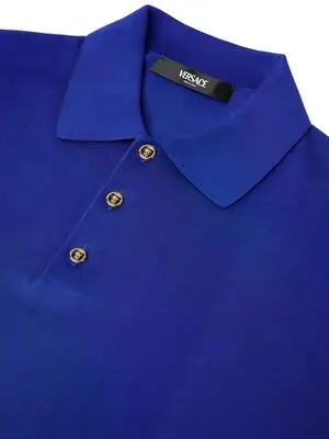 Versace Fine-knit Polo Shirt - Blue