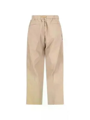 WHITE SAND Pleated Belted Trousers
