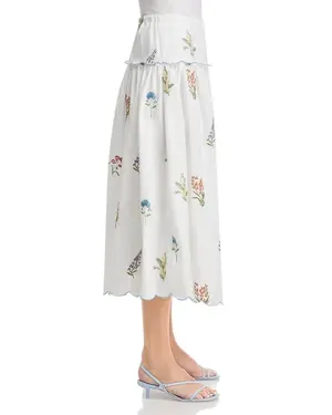 Aqua Scalloped Midi Skirt