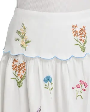 Aqua Scalloped Midi Skirt