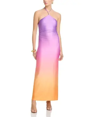 Aqua Halter Neck Maxi Dress - Purple Ombre