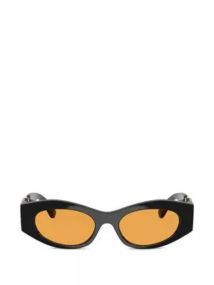 Versace Medusa-detail Oval Sunglasses - Black