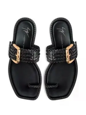 GIUSEPPE ZANOTTI Cristã Woven Buckle Sandals - Black