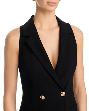 French Connection Whisper Double Breasted Halter Minidress - Black