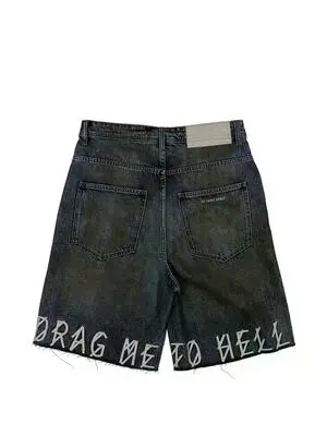 44 LABEL GROUP Frayed-hem Wide-leg Denim Shorts