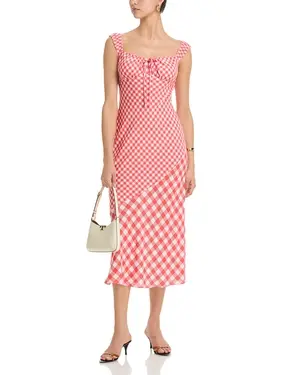 Aqua Gingham Midi Dress