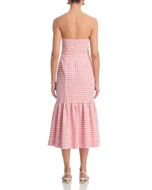 Aqua Gingham Strapless Dress