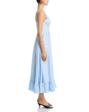 Aqua Gingham Bustier Midi Dress
