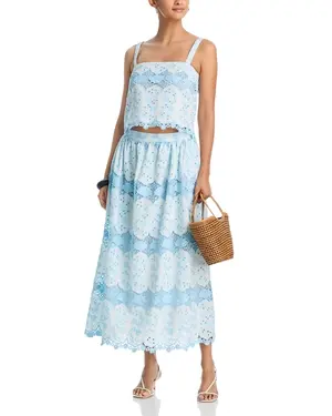 Aqua Embroidered Top