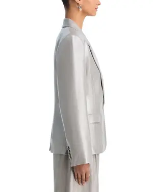 Aqua Metallic Linen Blend Blazer
