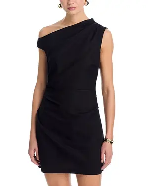 Aqua Asymmetrical Mini Dress - Black