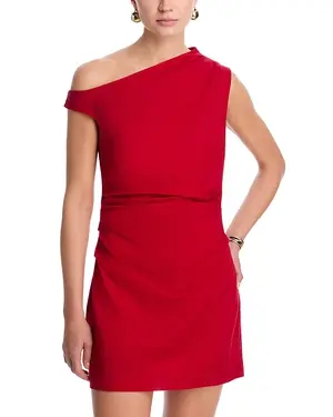 Aqua Asymmetric Mini Dress - Red
